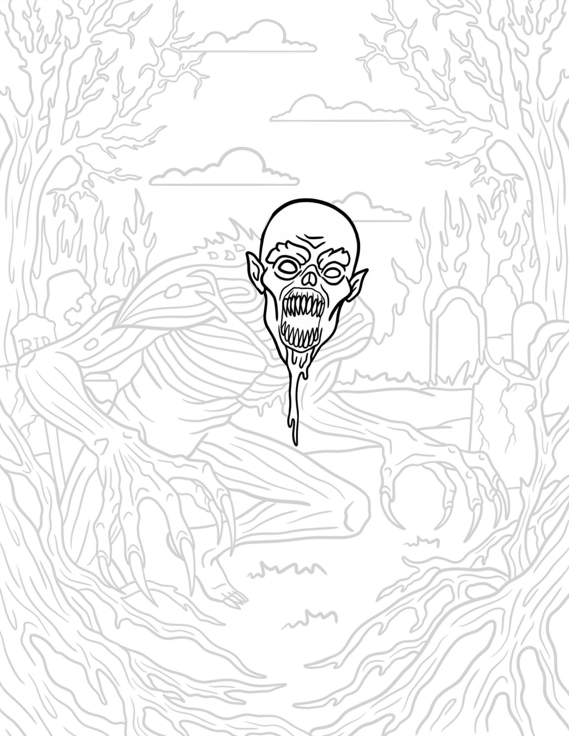 20 Horror Trace/coloring Pages - Adult Coloring/tracing Pages - Stress ...