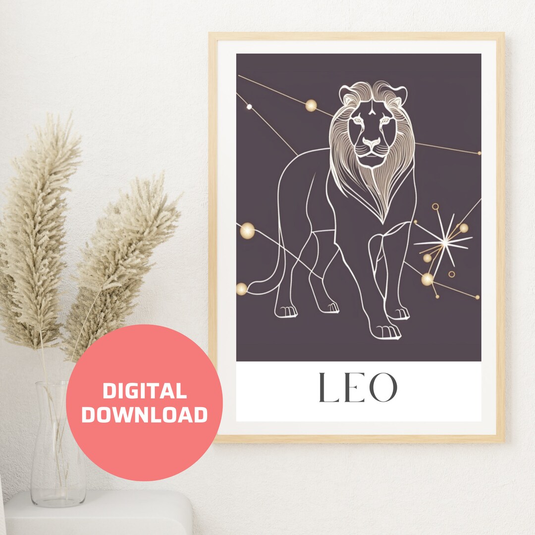 Leo, Leo Poster Leo Horoscope Leo Neutral Zodiac Art Instant Download ...