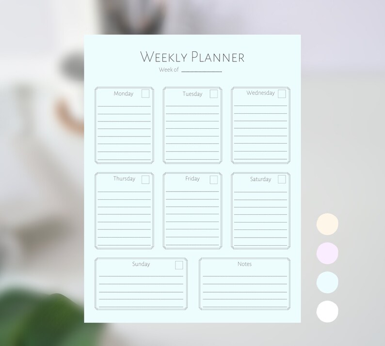 Minimalist Weekly Planner Printable Vertical With Notes - Etsy