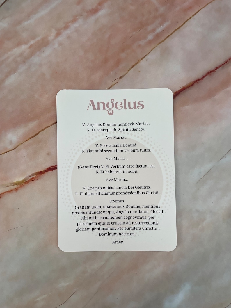English and Latin Angelus Prayer Card catholic Devotion Catholic Prayer ...