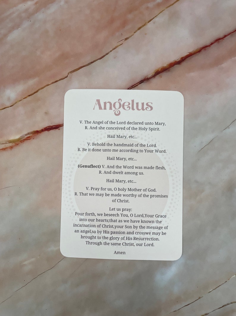 English and Latin Angelus Prayer Card catholic Devotion Catholic Prayer ...
