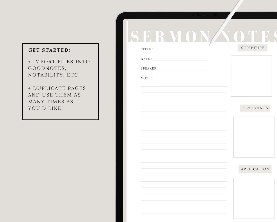Sermon Notes, Notes, Sermon Summary Notes, Digital Sermon Notes ...