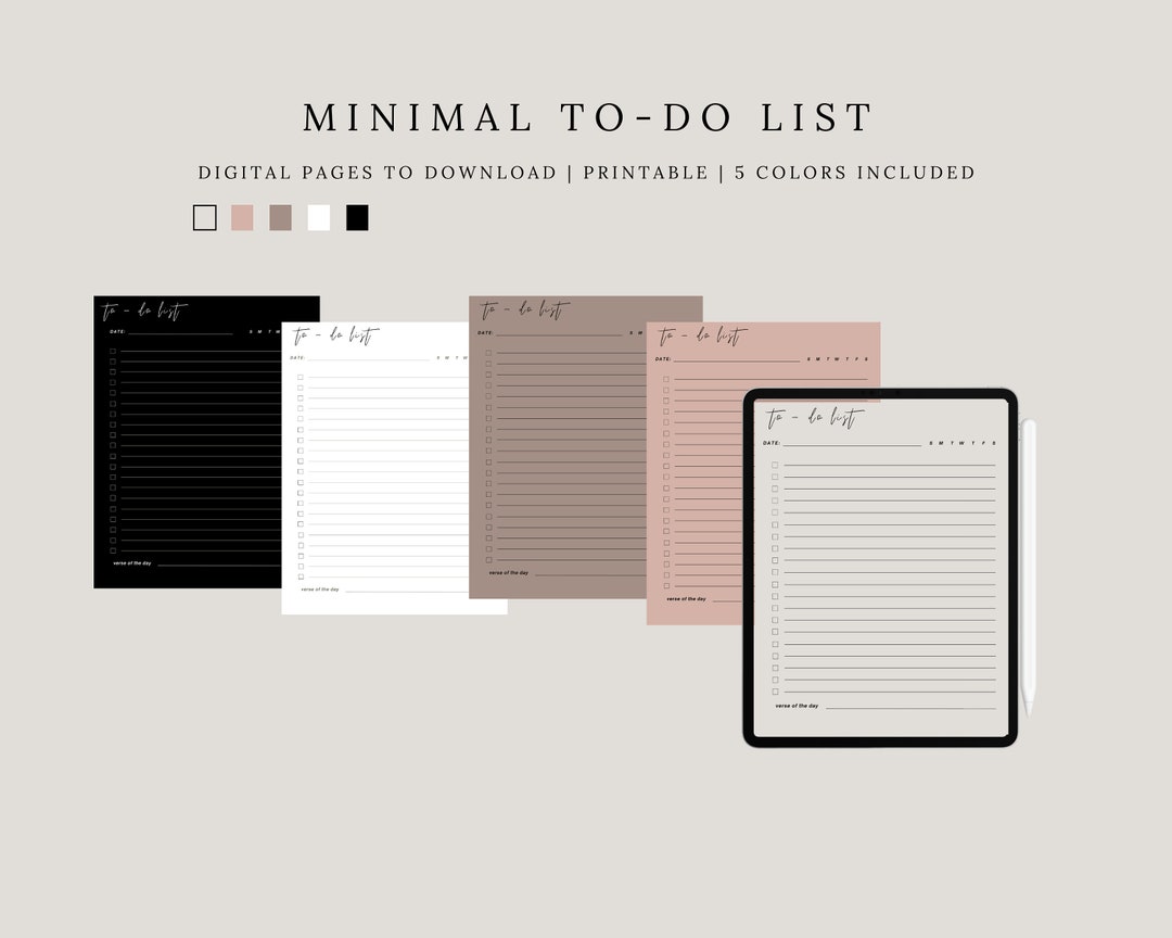 Minimal to Do List Digital Planner for iPad Goodnotes Notability, Check ...