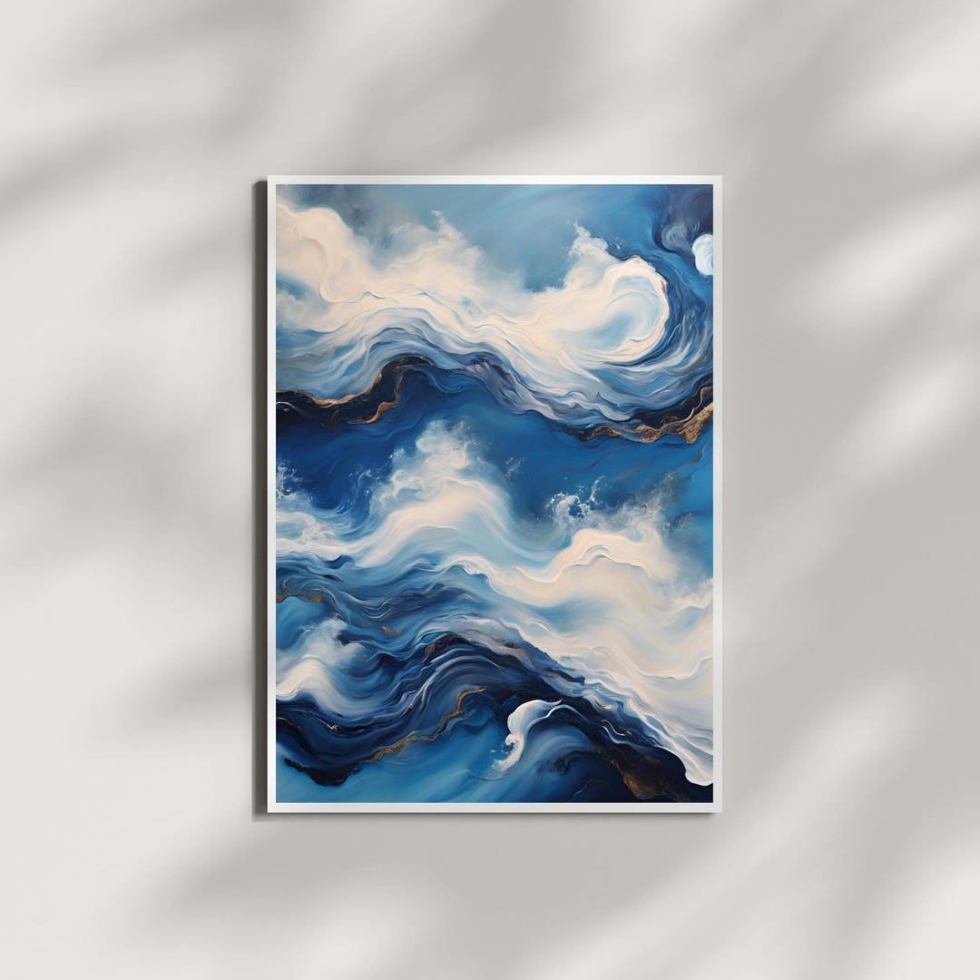 Abstract Blue Cloud Printable Art, Fluid Sky Digital Download, Modern ...
