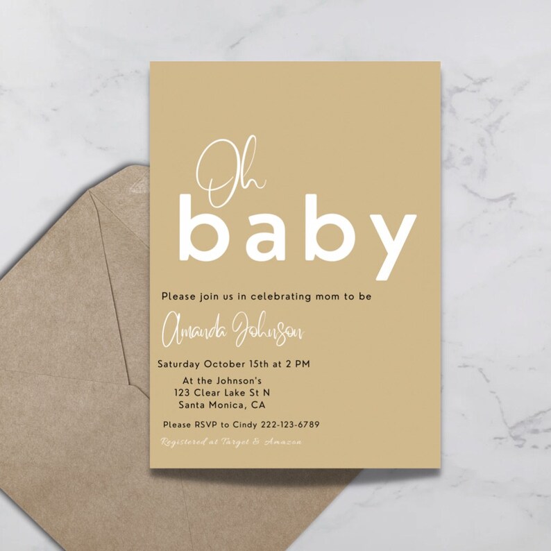 Simple Baby Shower Invitation, Modern Instant Download Invitation ...