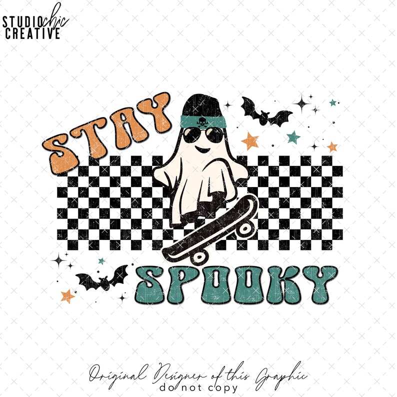 Stay Spooky Halloween PNG, Retro Stay Spooky Sublimation, Boys Skate ...