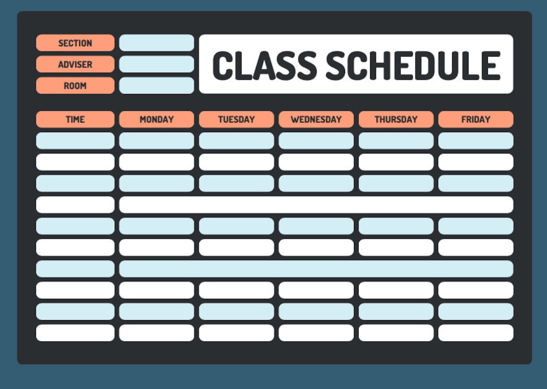 Weekly Class Schedule Printable - Etsy