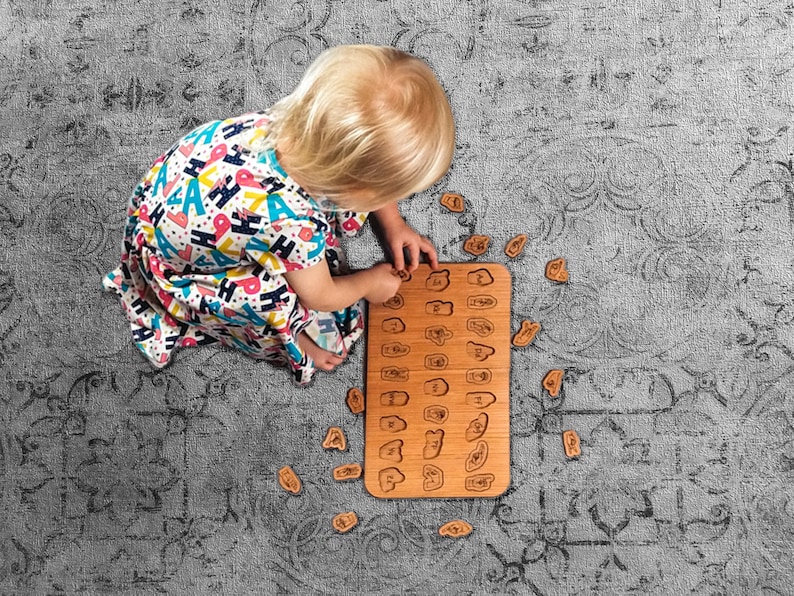 Wooden ASL Alphabet Puzzle | American Sign Language Letter Puzzle | ASL ...