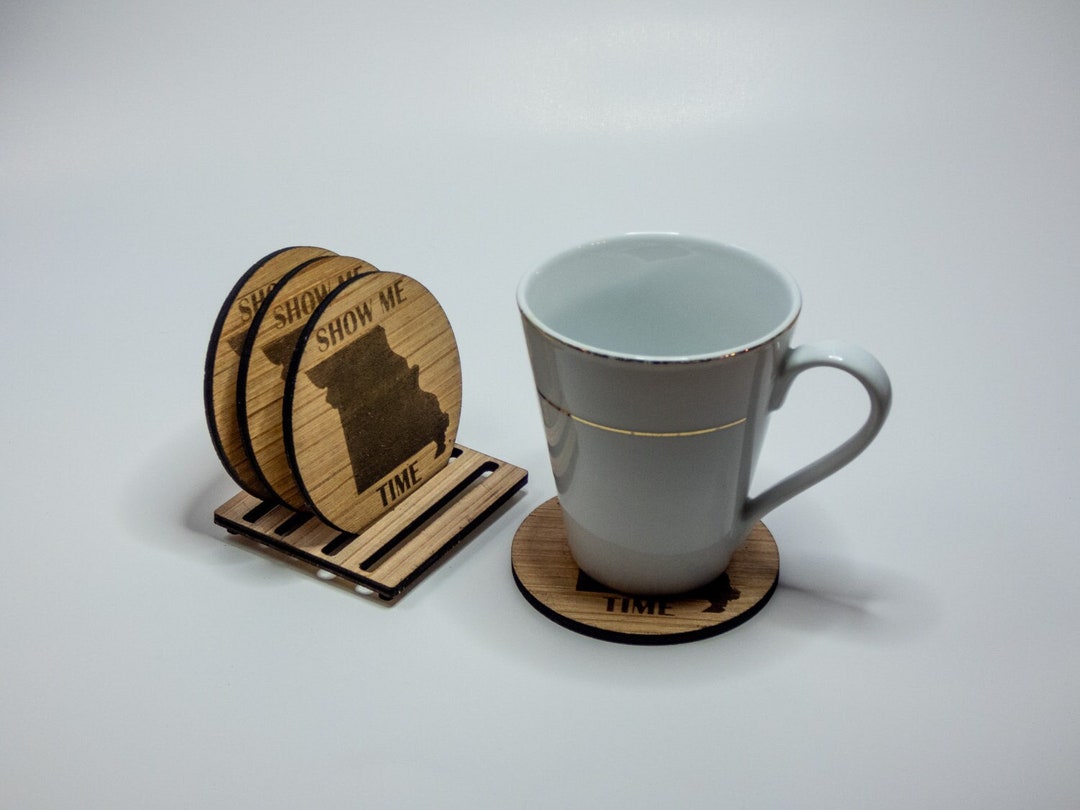 Laser Engraved Wooden Coasters Set of 4 With Stand - Etsy