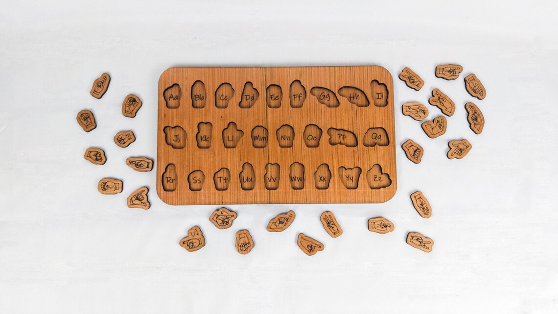 Wooden ASL Alphabet Puzzle | American Sign Language Letter Puzzle | ASL ...