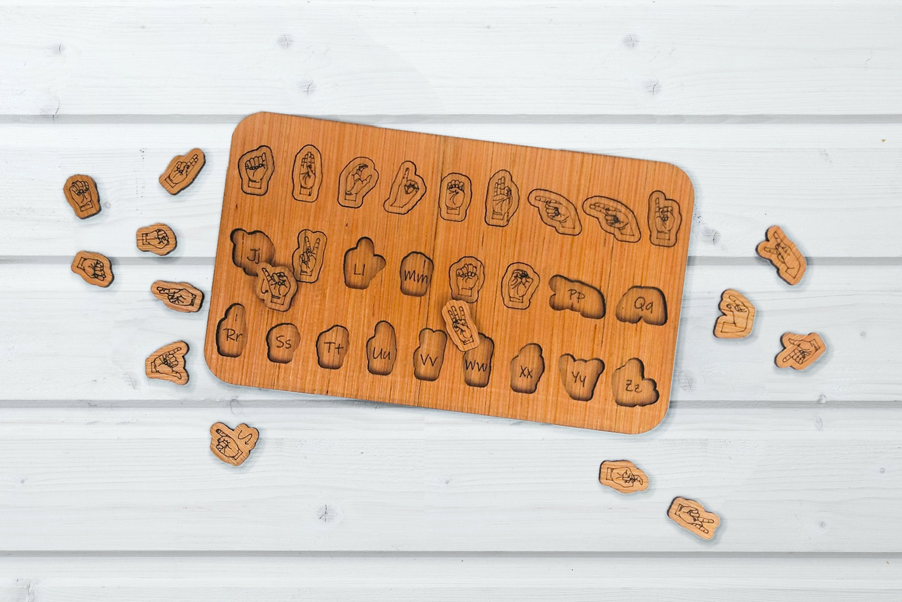 Wooden ASL Alphabet Puzzle | American Sign Language Letter Puzzle | ASL ...