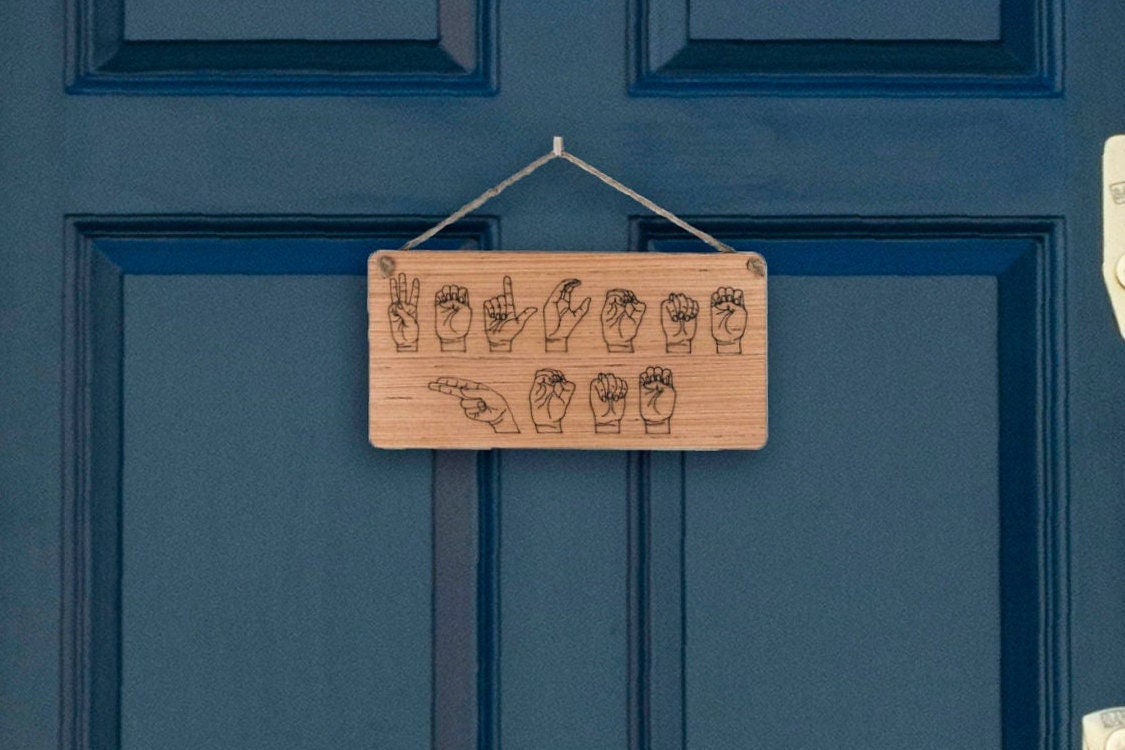 ASL Welcome Home Hanging Sign | American Sign Language Plaque ...