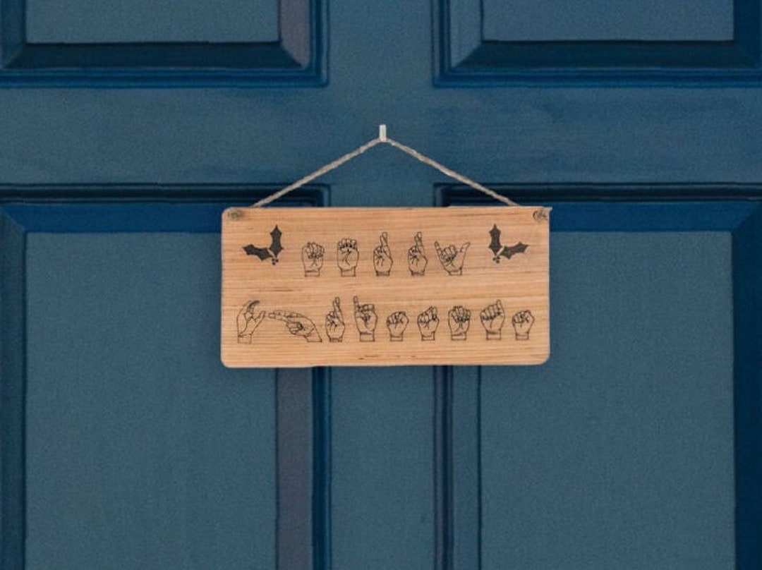 Wooden ASL Merry Christmas Hanging Sign | American Sign Language Plaque ...