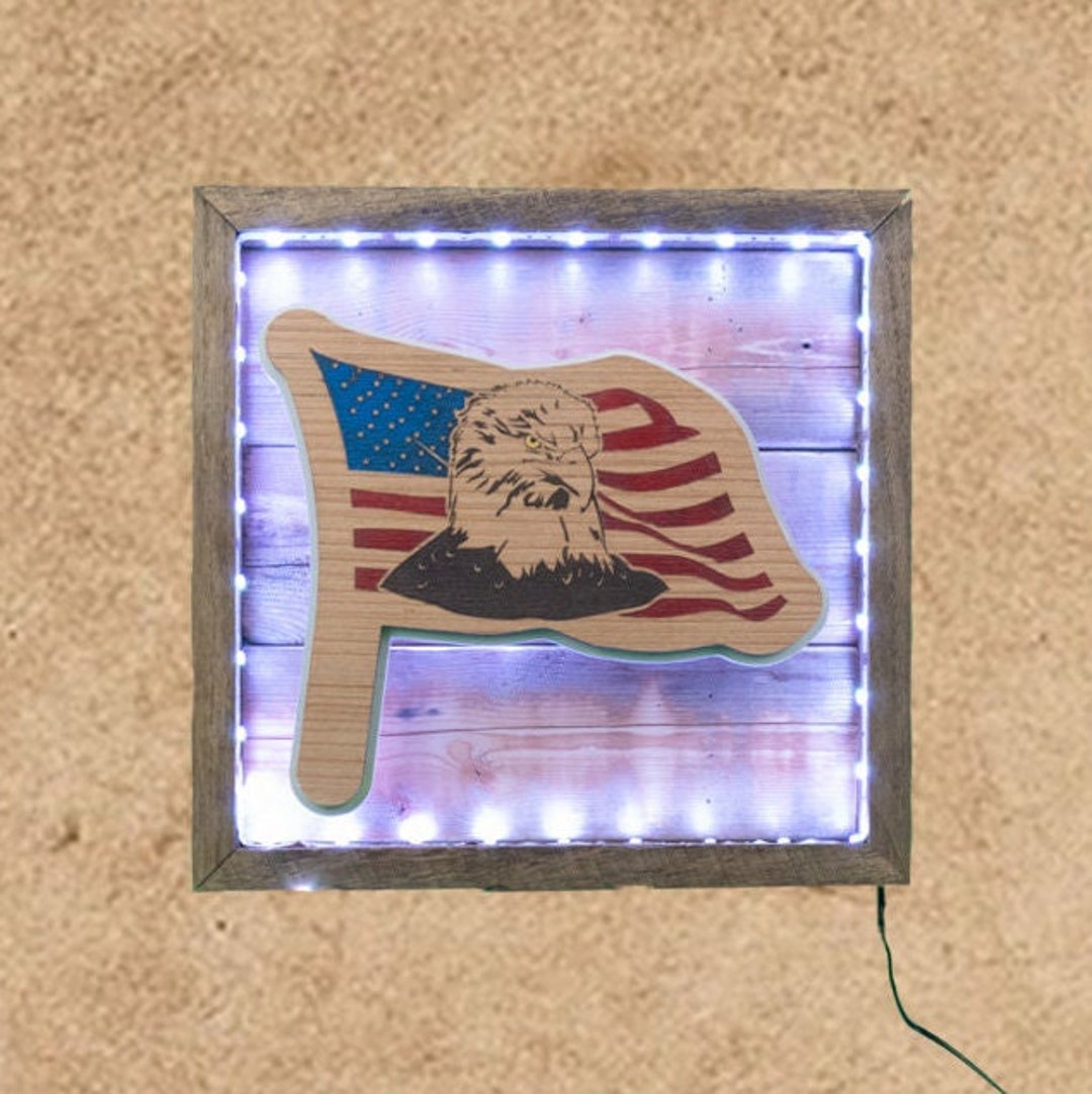 Patriotic Flag Eagle LED Lightbox - Etsy
