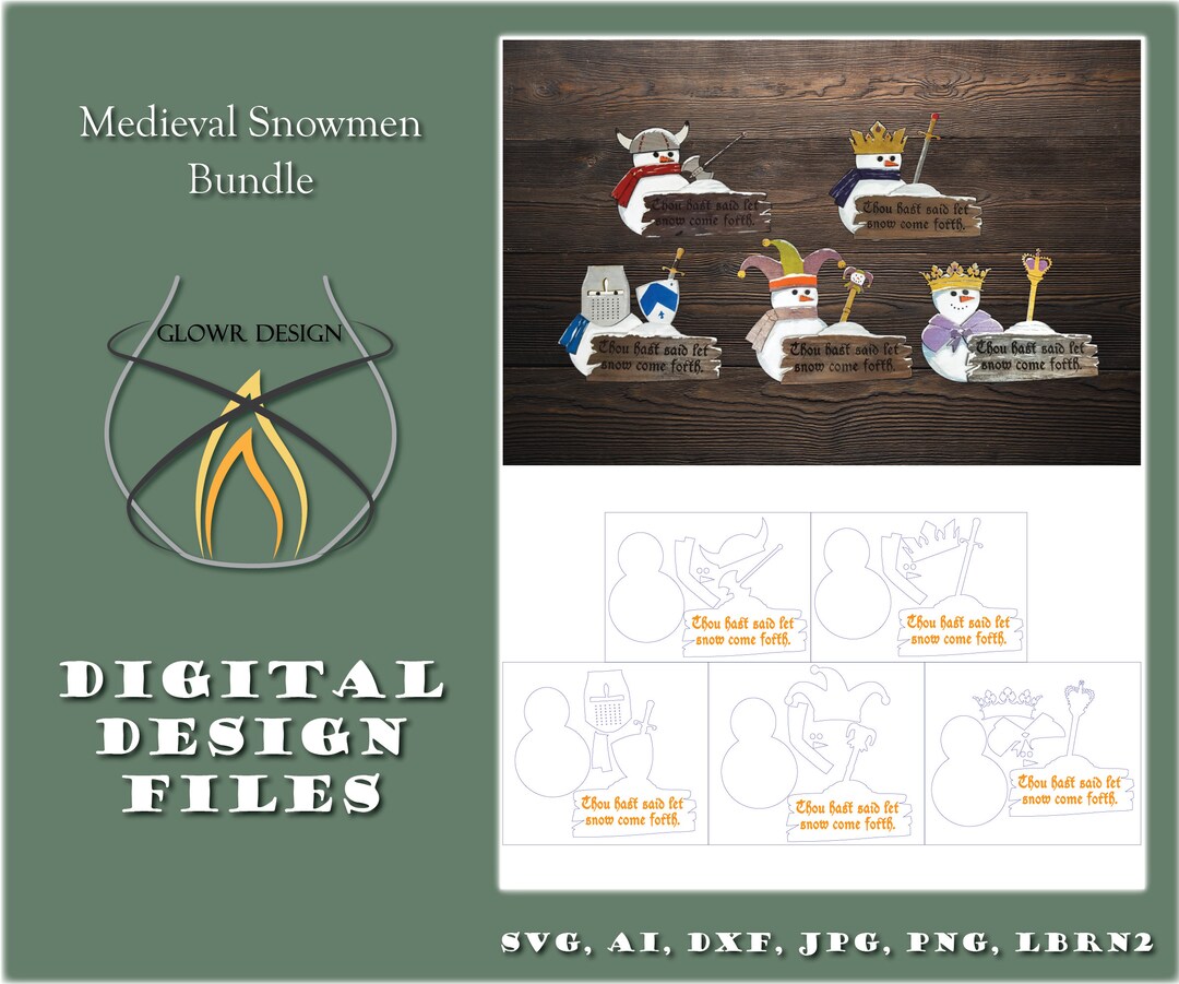 Medieval Snowmen Bundle SVG Digital Design File | Viking Snowman ...