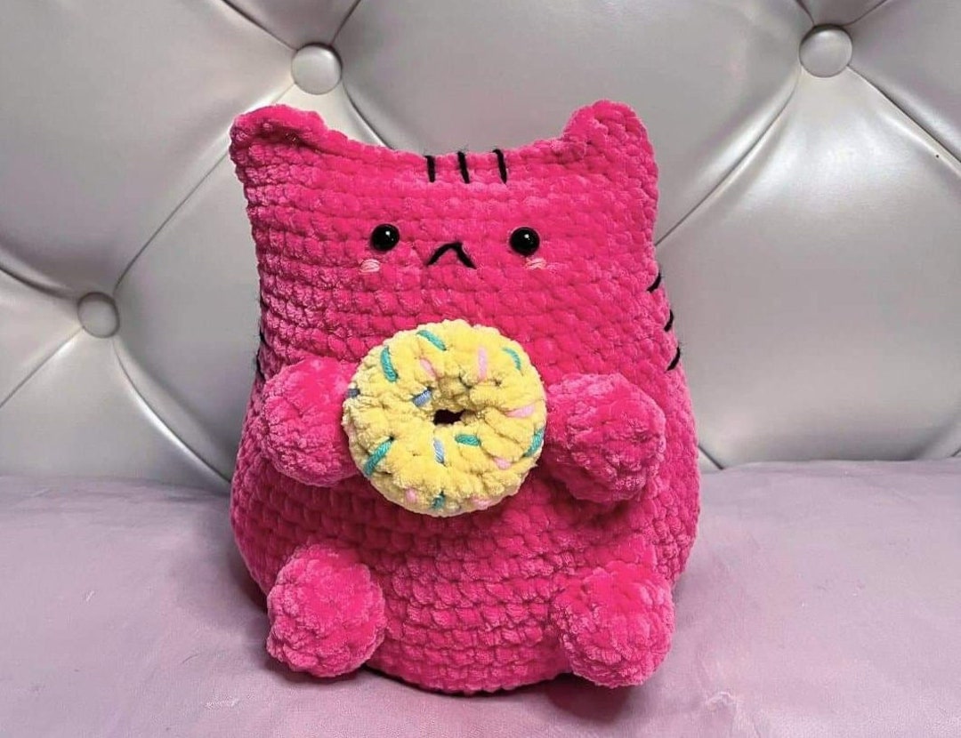 Hot Pink Chunky Plush Dumpling Kitty Cat W/ Donut Plushie - Etsy