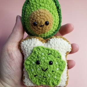 2pc Crochet Avocado & Avocado Toast Kawaii Food Handmade Amigurumi ...