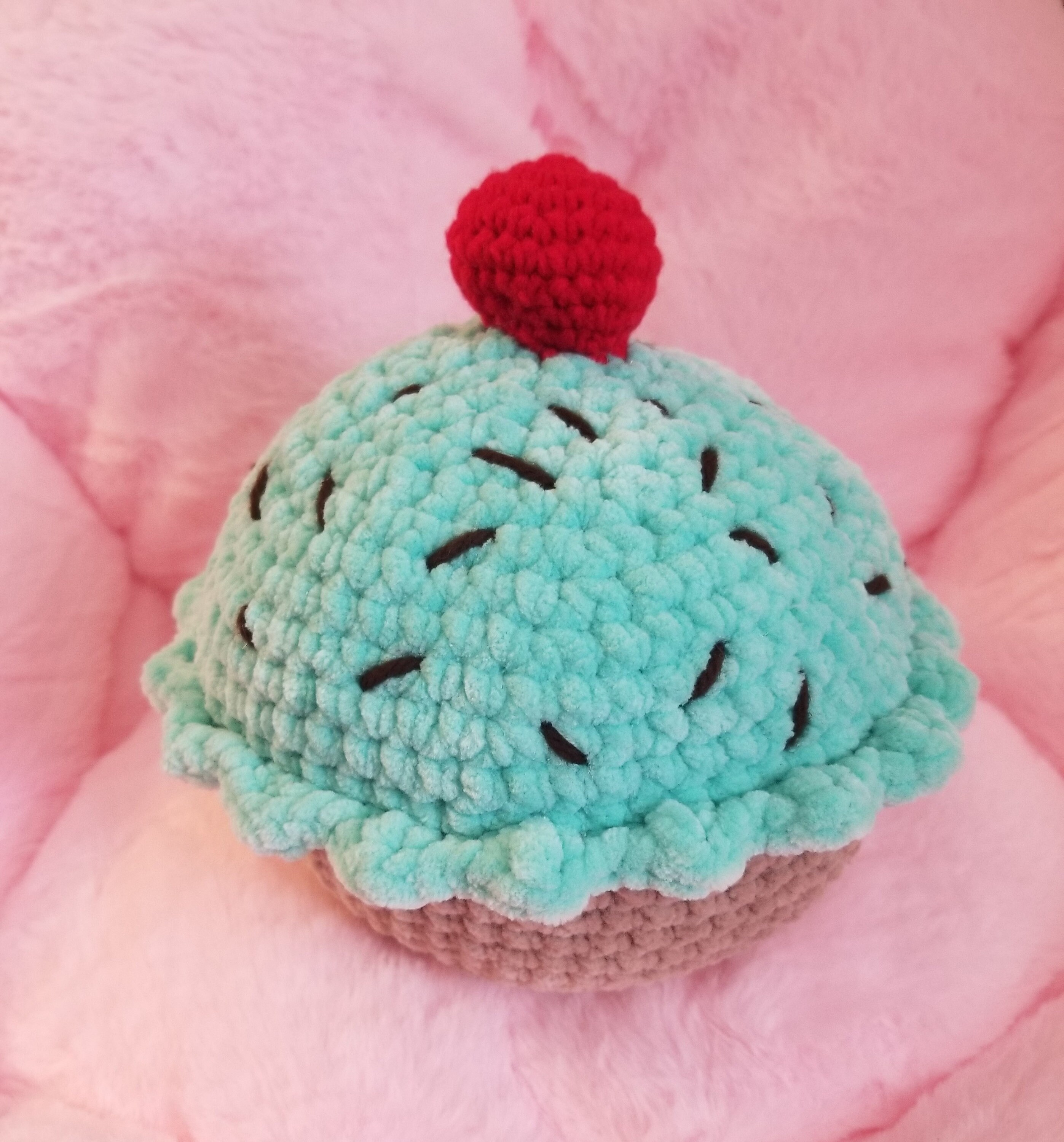 Crochet Plush Mint Chocolate Chip Cupcake Mini Pillow Plushie - Etsy