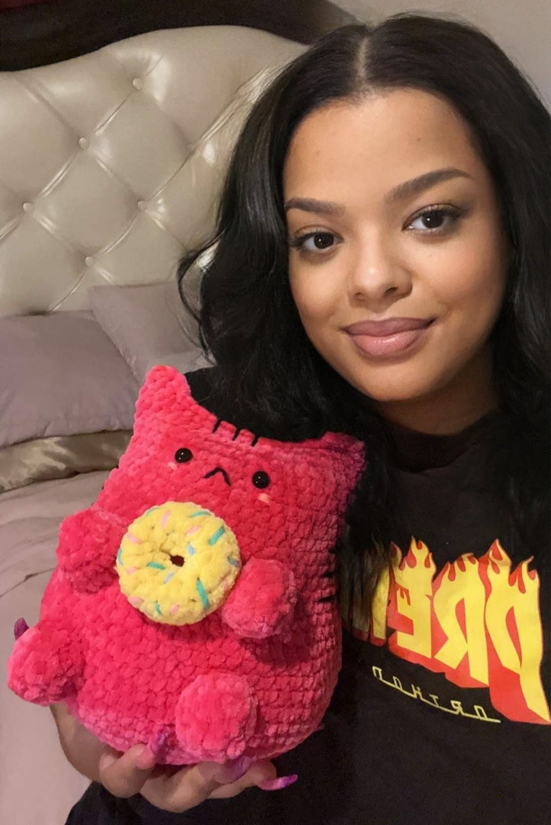 Hot Pink Chunky Plush Dumpling Kitty Cat W/ Donut Plushie - Etsy