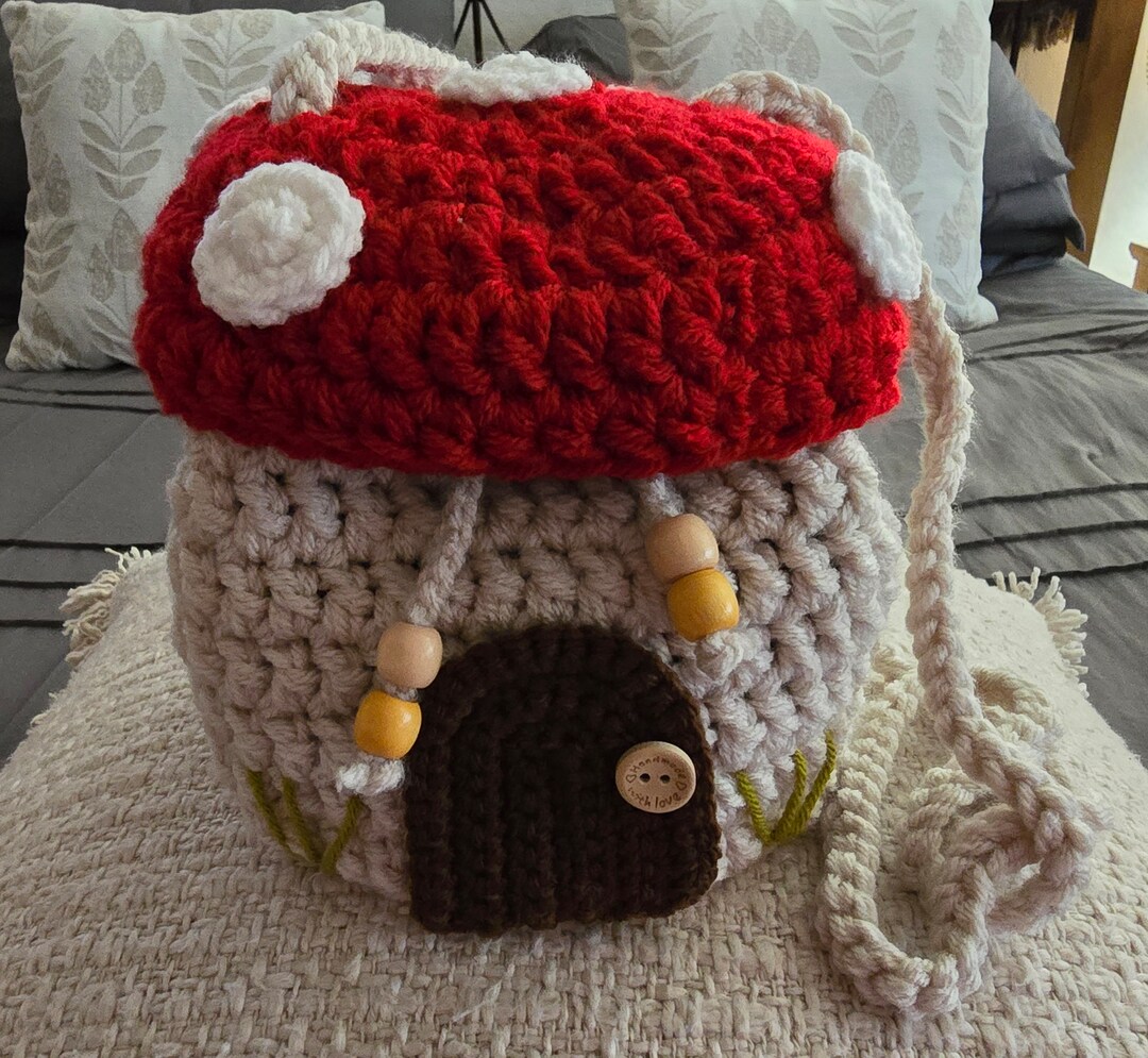 Mini Whimsical Ren Faire Mushroom Handmade Crochet Crossbody Drawstring ...