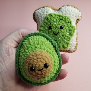2pc Crochet Avocado & Avocado Toast Kawaii Food Handmade Amigurumi ...