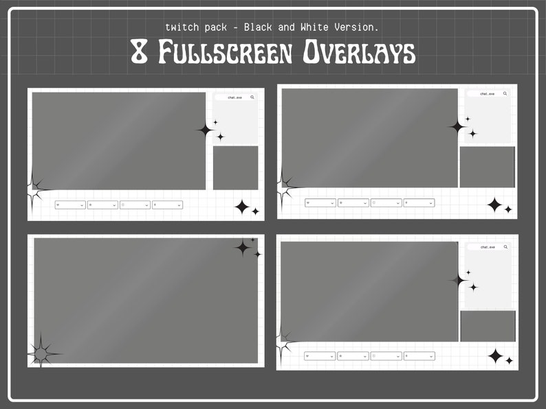 Mínimo PC Twitch Pack Blanco y Negro Ver. / Twitch Overlays / Twitch ...