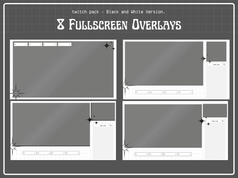 Mínimo PC Twitch Pack Blanco y Negro Ver. / Twitch Overlays / Twitch ...