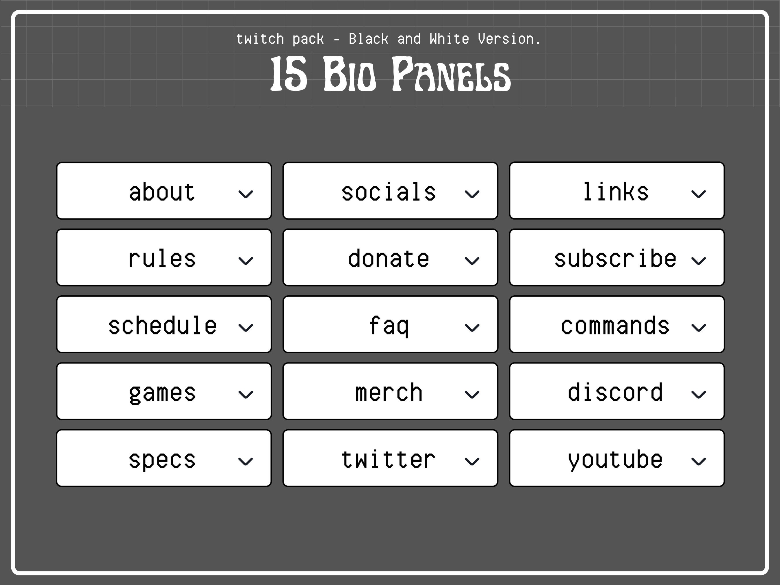Minimal PC Twitch Pack Black and White Ver. Twitch Overlays - Etsy