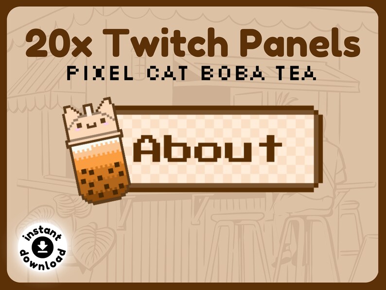 Pixel Cat Boba Tea Bubble Tea Cat Cafe Twitch Panels Streaming Panels ...