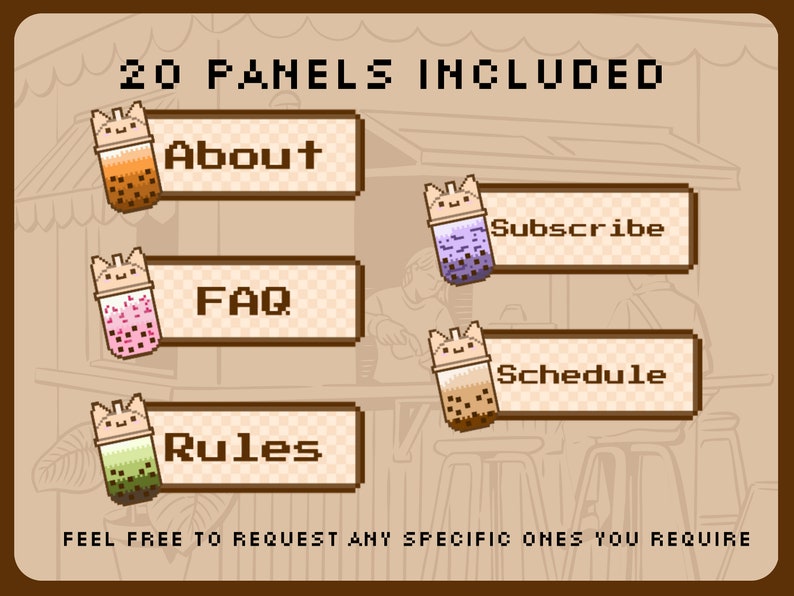Pixel Cat Boba Tea Bubble Tea Cat Cafe Twitch Panels Streaming Panels ...