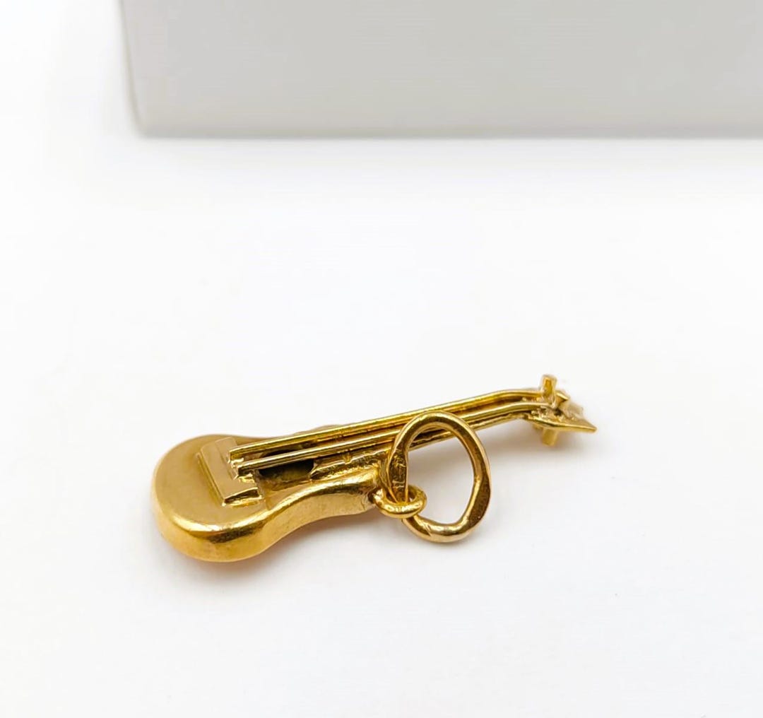 Vintage 18k Solid Gold Guitar Pendant - Etsy