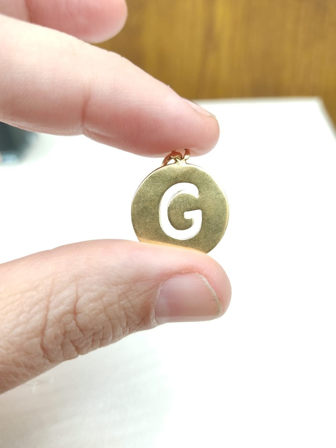 Vintage 18k SOLID GOLD Letter g Pendant Gold Medallion Free Shipping ...