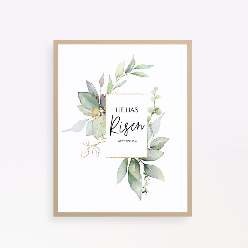 He Has Risen, Matthew 28:6, Easter Wall Art, Easter Gift, Easter ...