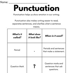 Question Marks, Exclamation Marks, and Periods Punctuation School ...
