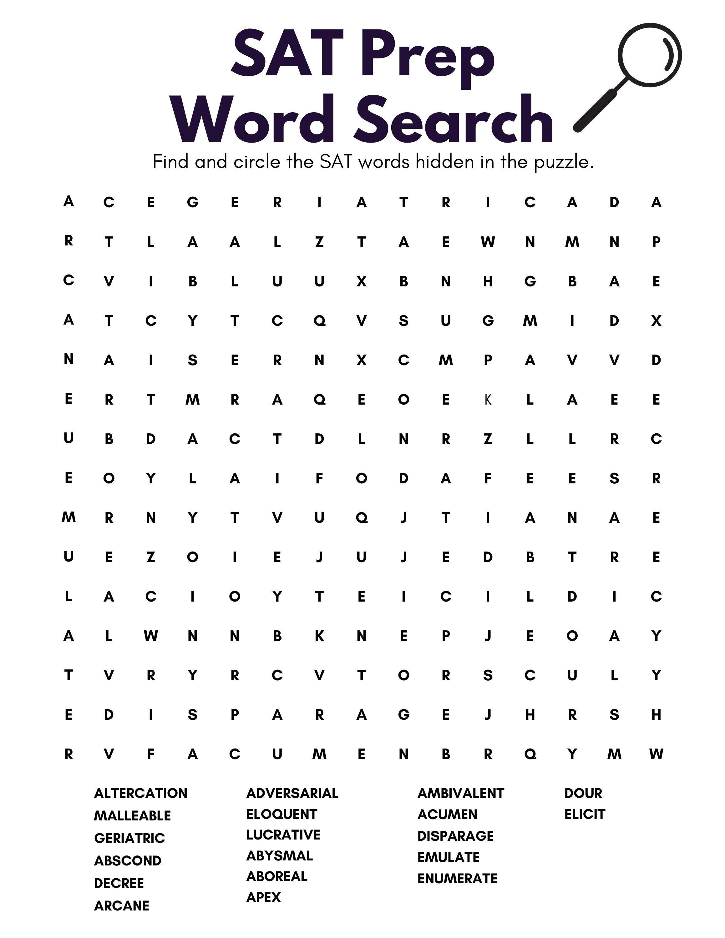 SAT Word Search PDF English Language College Prep High School Test ... SAT Word Search PDF English Language College Prep High School Test ...