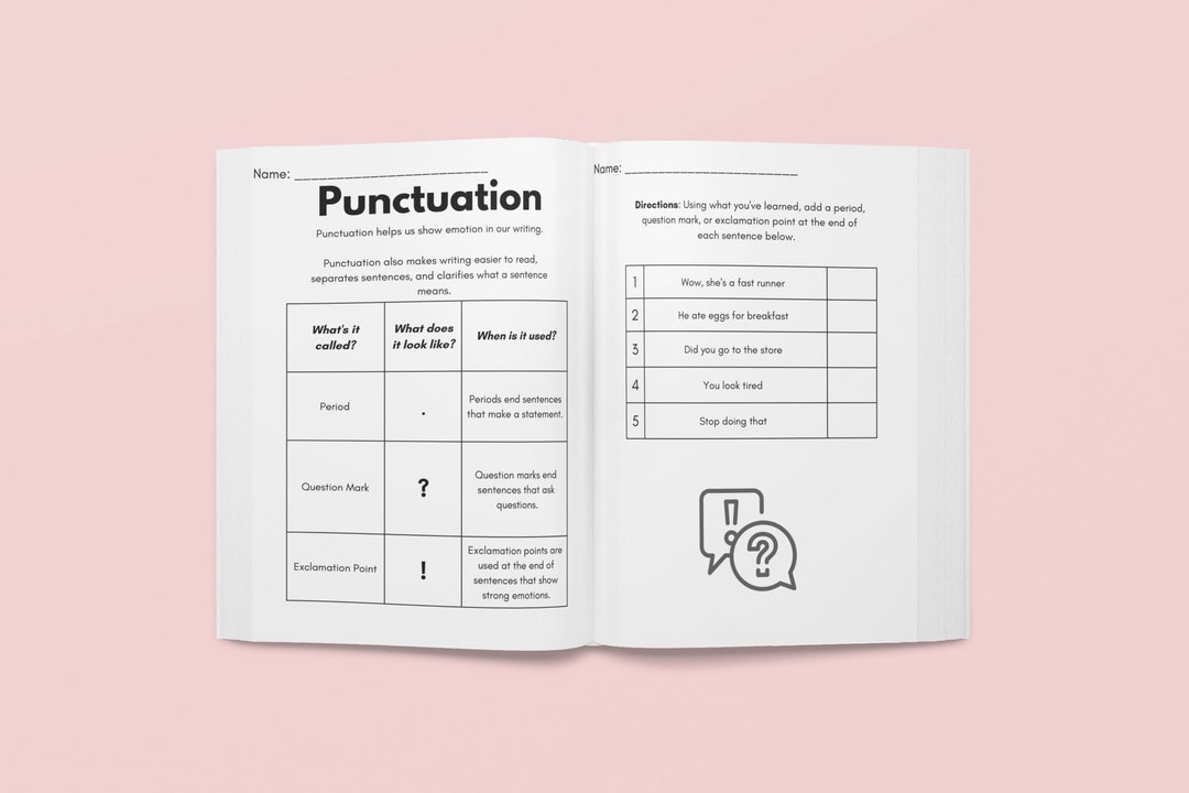 Question Marks, Exclamation Marks, and Periods Punctuation School ...