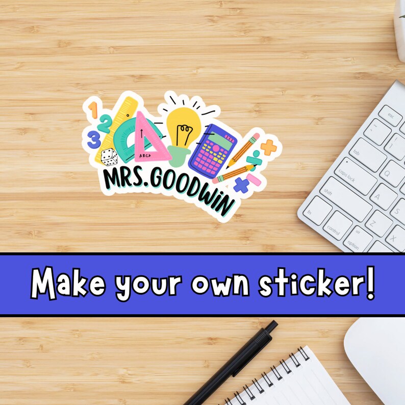 Canva PNG Editable Teacher Name Tag- Math Theme - Etsy