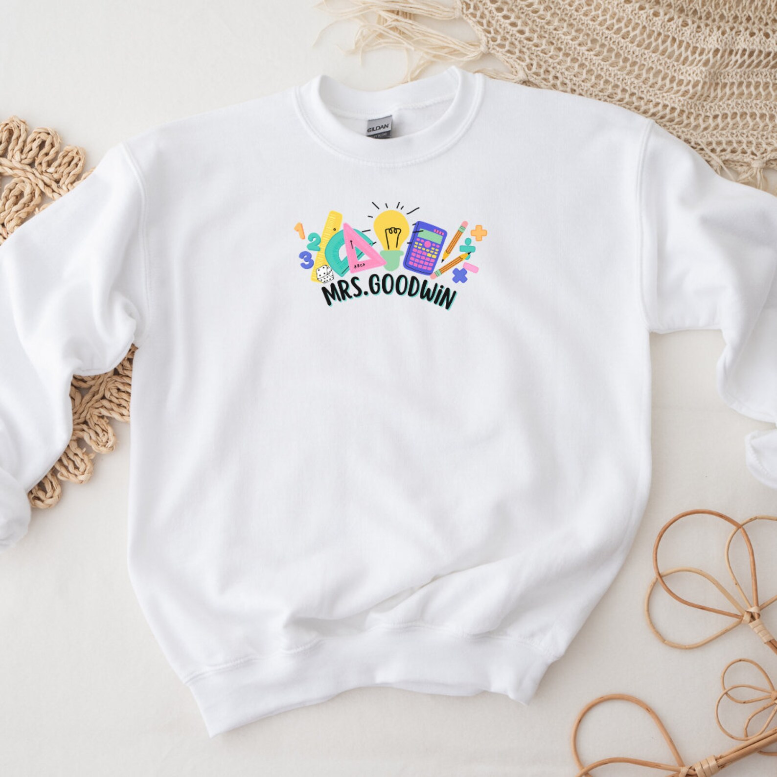 Canva PNG Editable Teacher Name Tag- Math Theme - Etsy