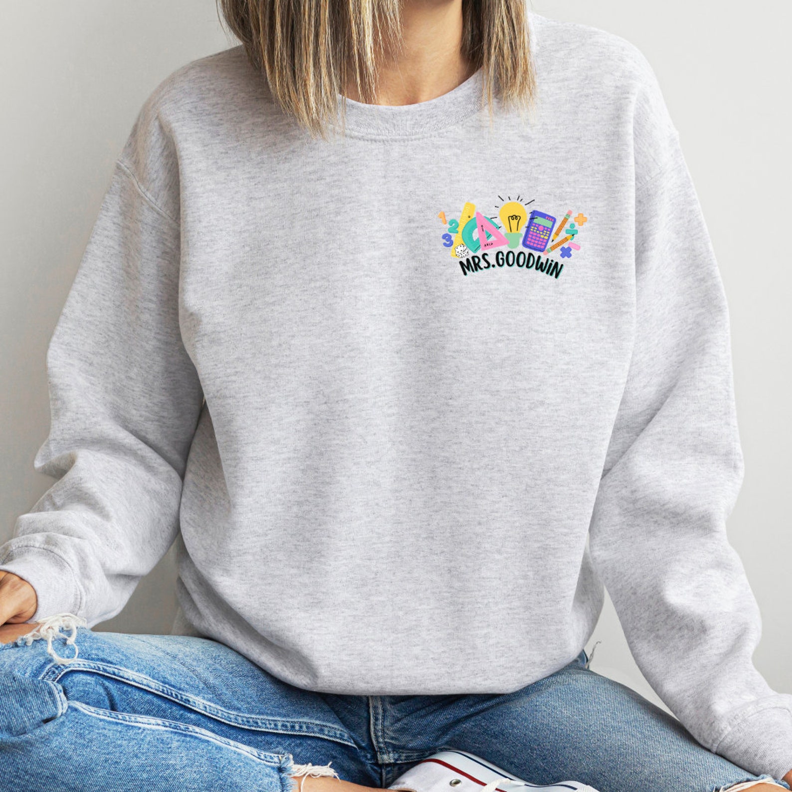 Canva PNG Editable Teacher Name Tag- Math Theme - Etsy