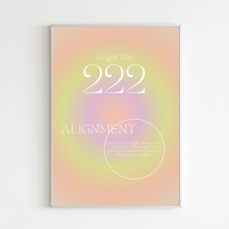 222 Alignment Angel Number Gradient Trendy Colourful Retro - Etsy