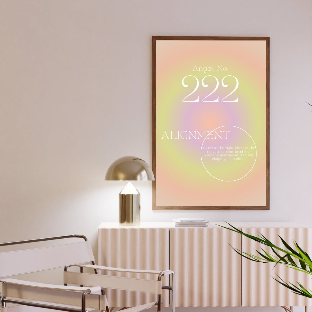 222 Alignment Angel Number Gradient Trendy Colourful Retro Poster Set ...