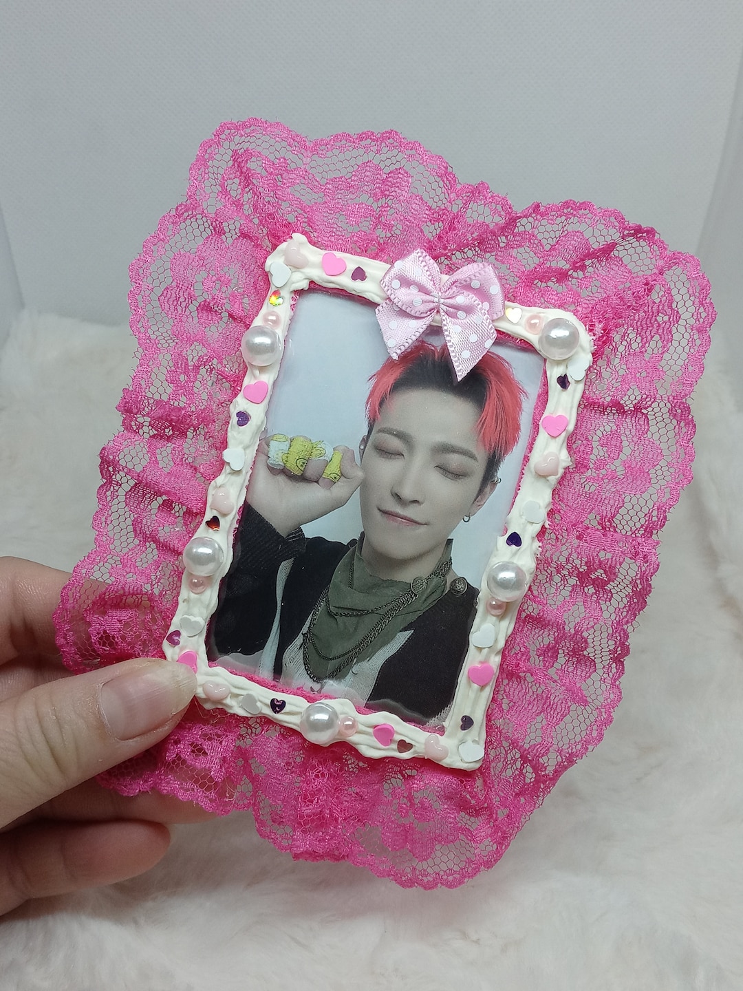 Pink Decoden Lace Top Loader Cute Kawaii Kpop Top Loader Dainty Lace ...