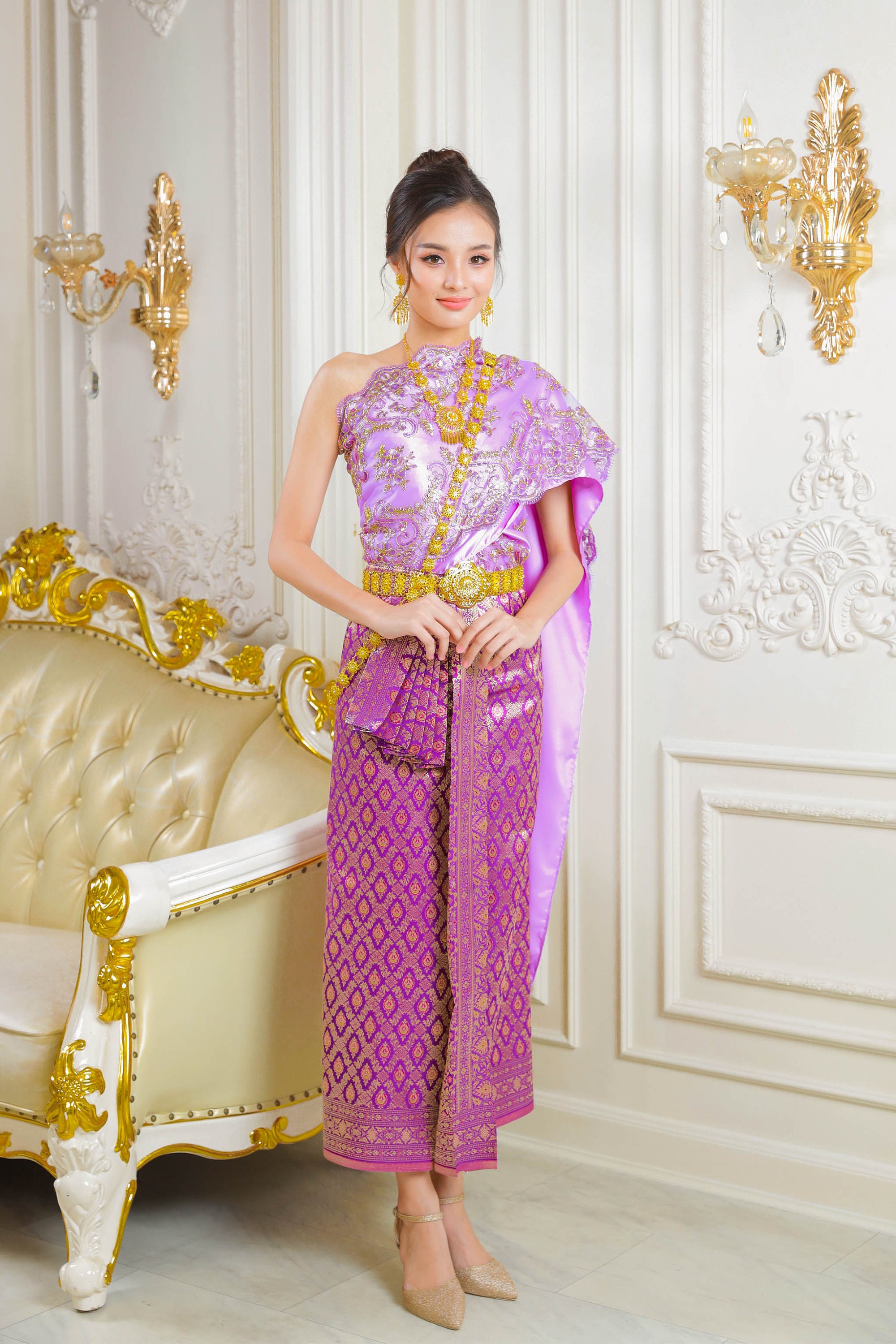 Handmade Thai Dress: Traditional Sabai & Sinh Outfit - Etsy
