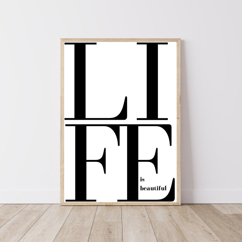 Life is Beautiful Print, Black & White Quote Art (digital Download) - Etsy