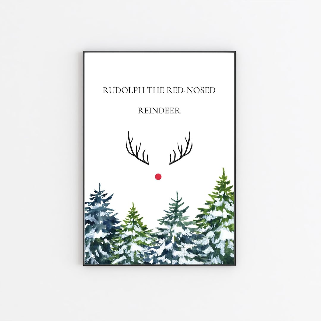 Rudolph the Red-nosed Reindeer Wall Art, Christmas Printable, Reindeer ...