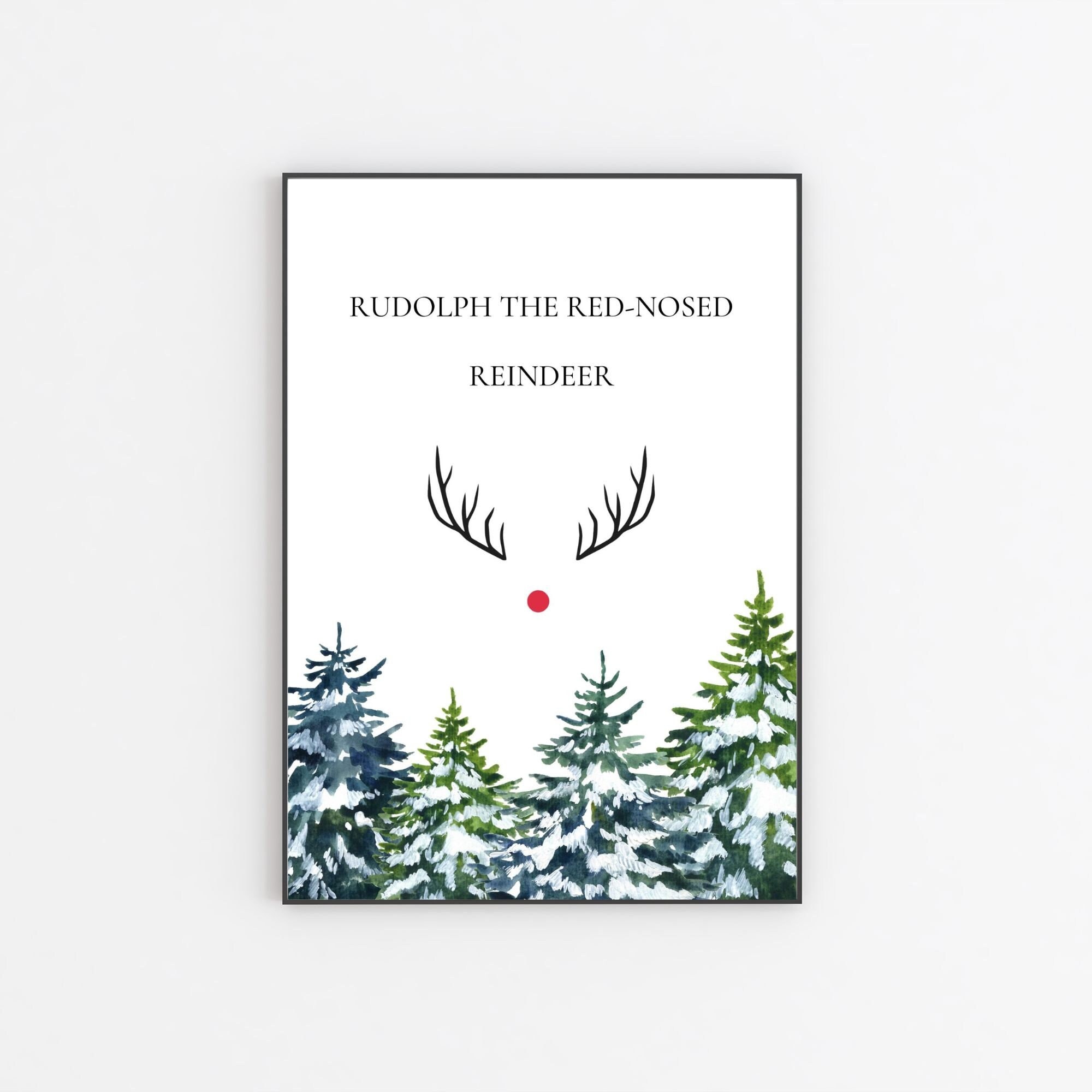 Rudolph the Red-nosed Reindeer Wall Art, Christmas Printable, Reindeer ...