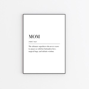 MOM Definition, Printable Wall Art, Mothers Day Gift, Mom Wall Art ...