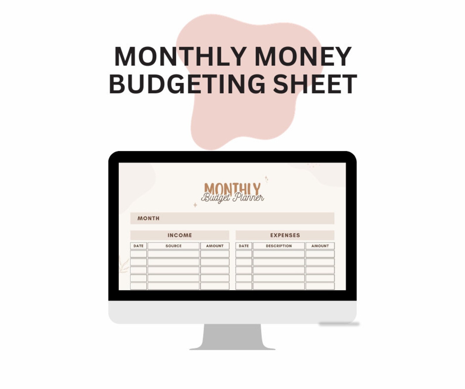 Printable Money Monthly Budget Planner Sheet - Etsy