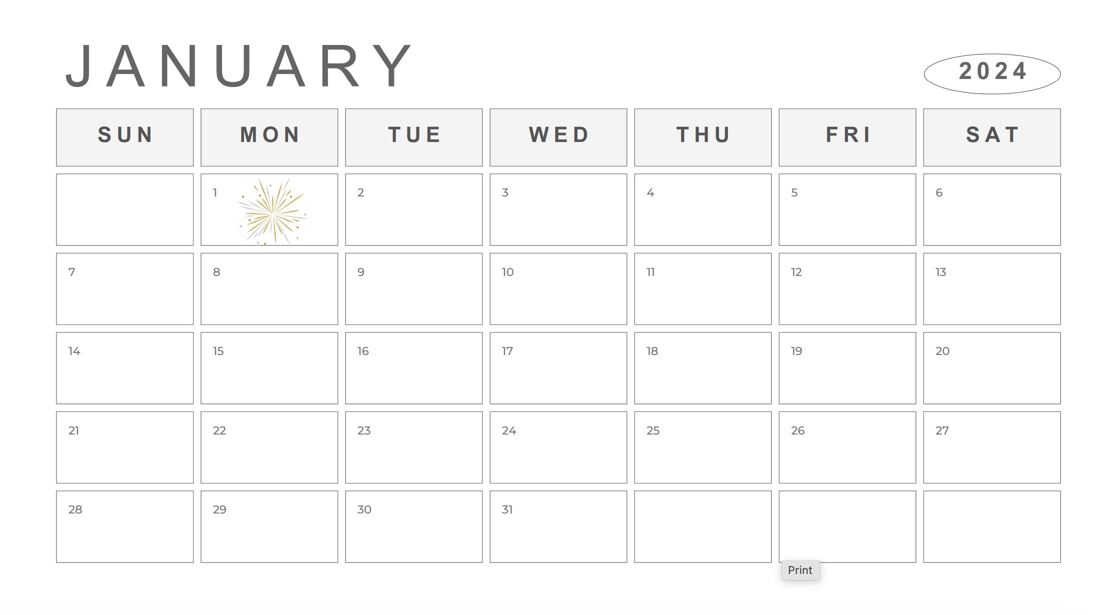 Printable 2024 Monthly Calendar - Etsy