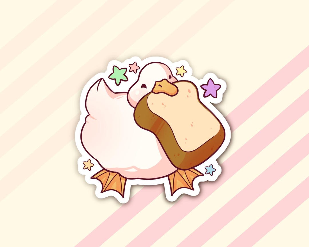 Matte Sticker - Duck With Bread - Decal - Kawaii - Cute - Vinyl ...